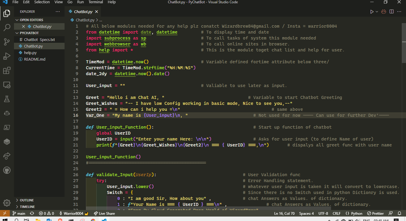 GitHub - WizardBrew/PyChatBot: This Chat Bot brings new way to learn for beginner as each and ...