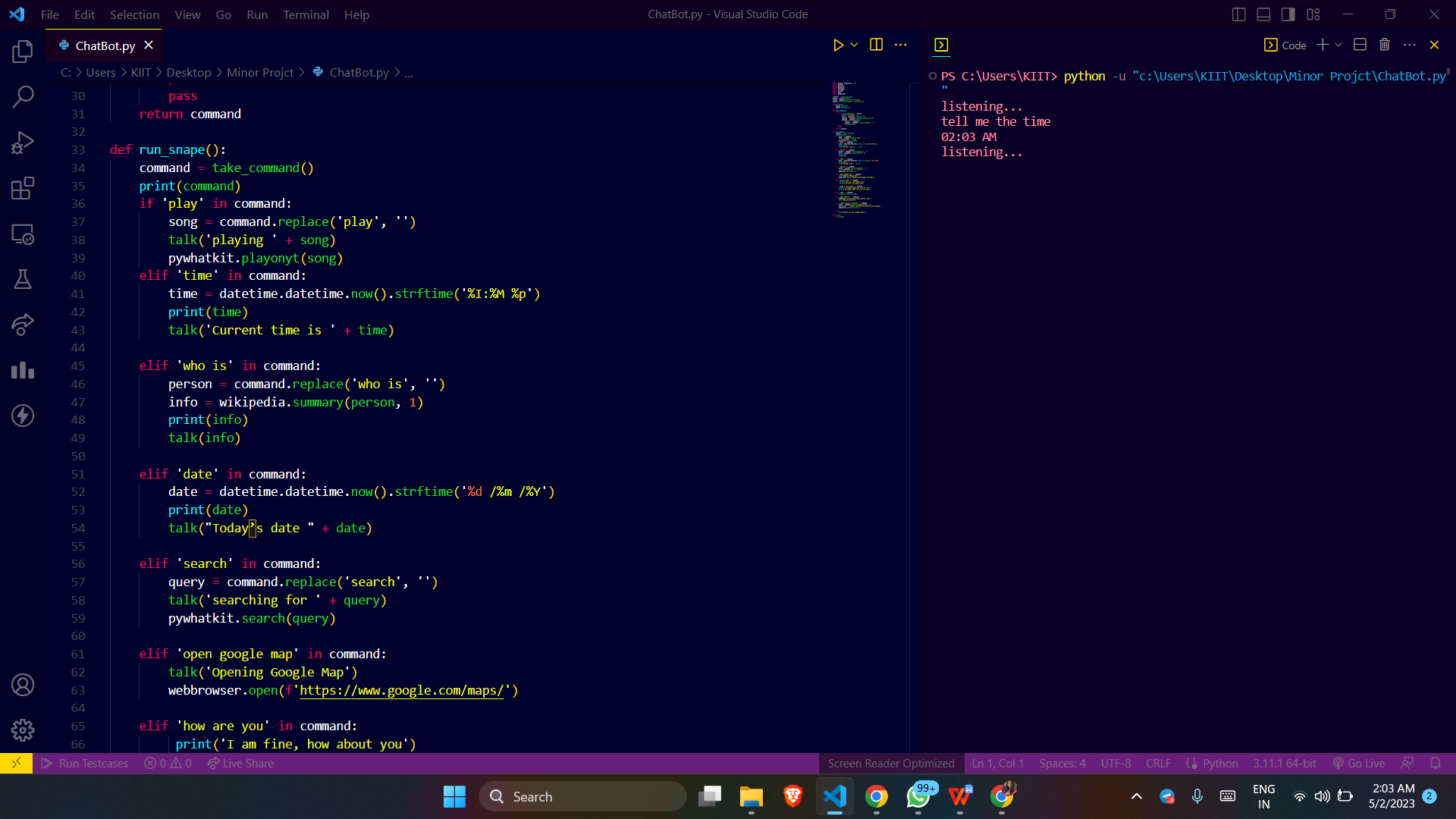 Github Swaz05snape Bot Ai Based Chat Bot Using Python 2479