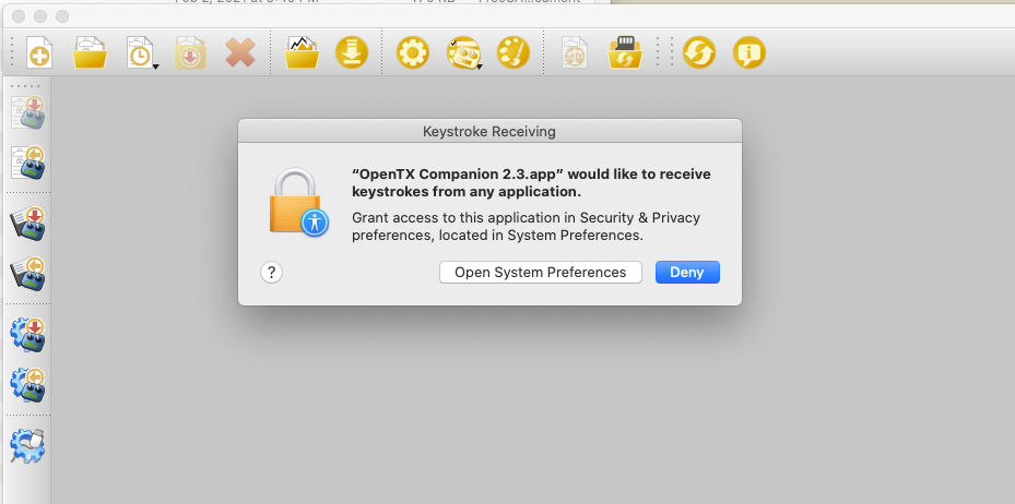 Mac: OpenTX Companion wants permission to listen for keystrokes from ...