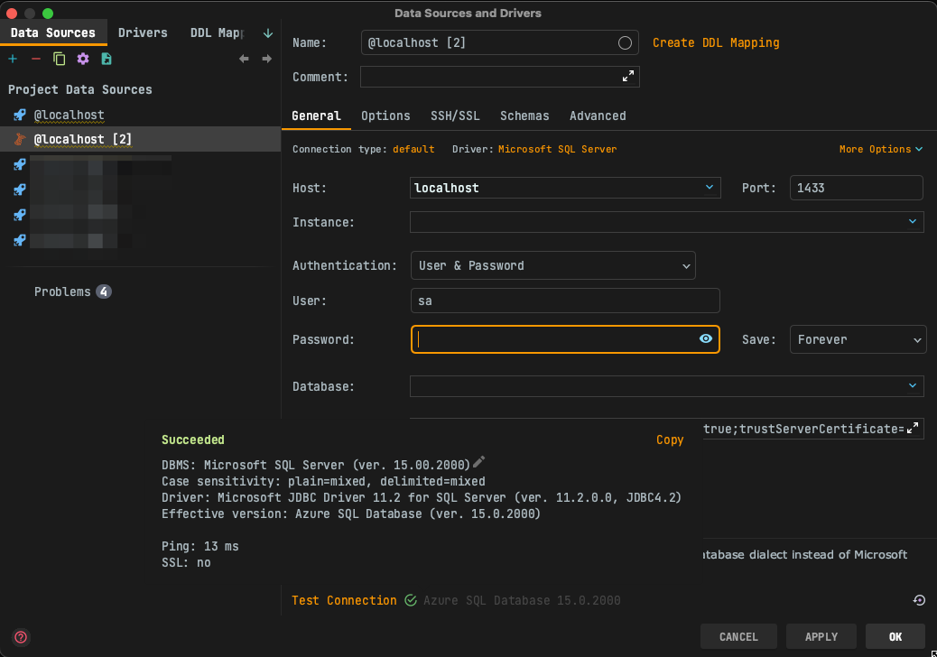 [IntelliJ][ReportedByUser] Unable to create Non Azure SQL server database connection when Azure ...