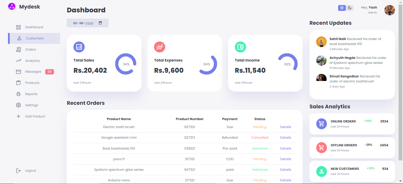 GitHub - RivYash/frontend-dashboard