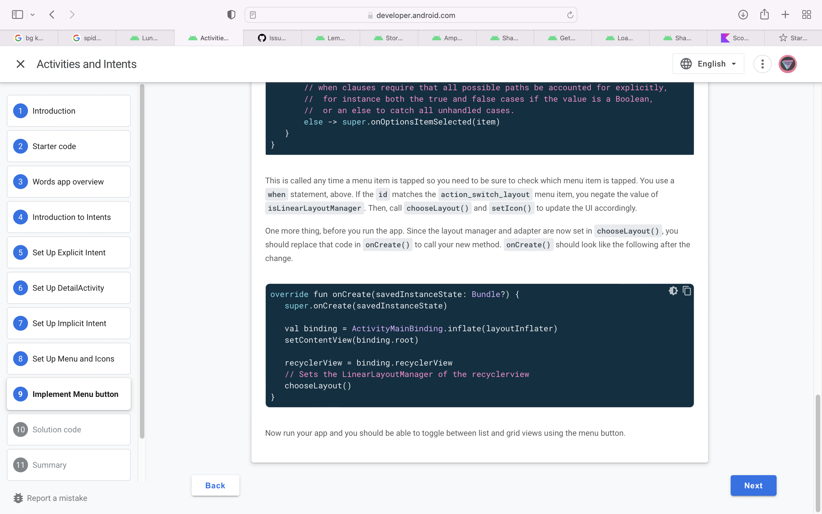 Android Basics: Activities and intents/. CHOOSE LAYOUT GIVES RED ERROR ...
