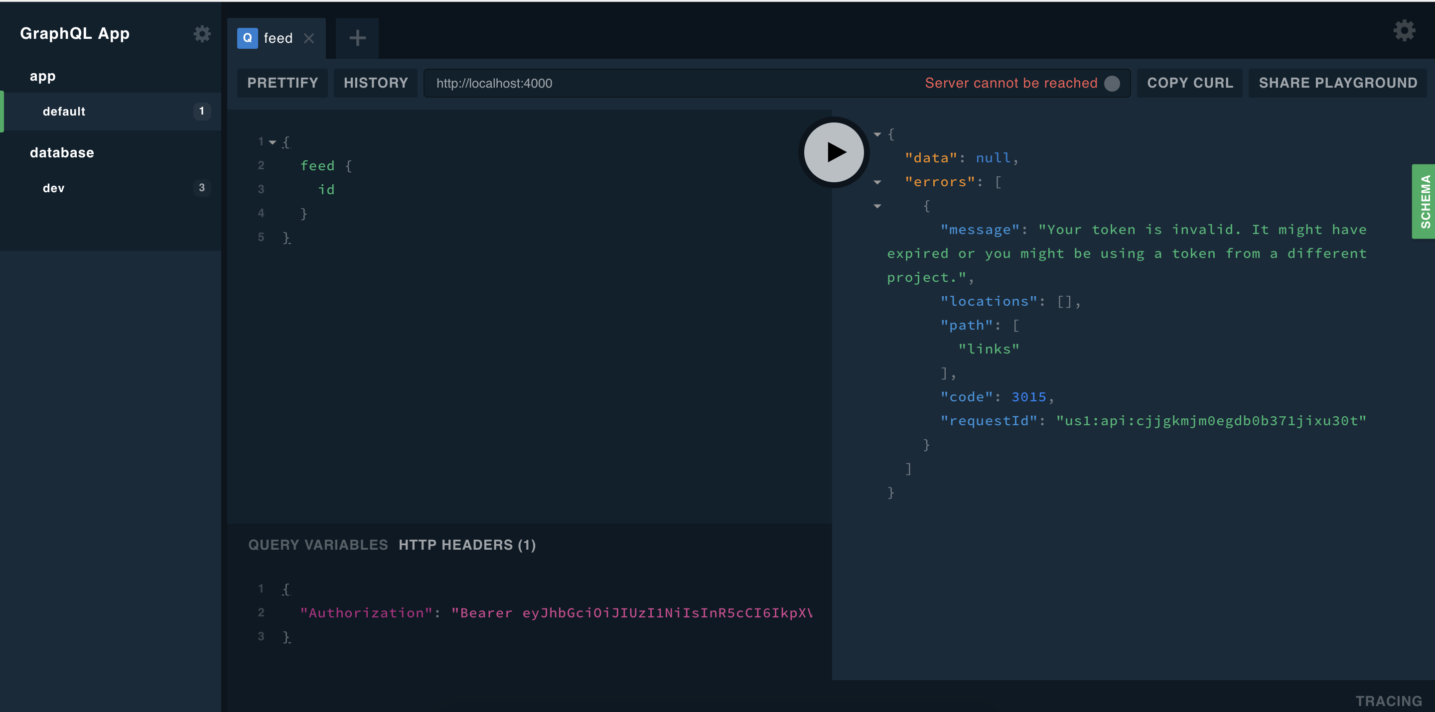 Your token is invalid error from application layer side (graphql-js tutorial) · Issue #711 ...