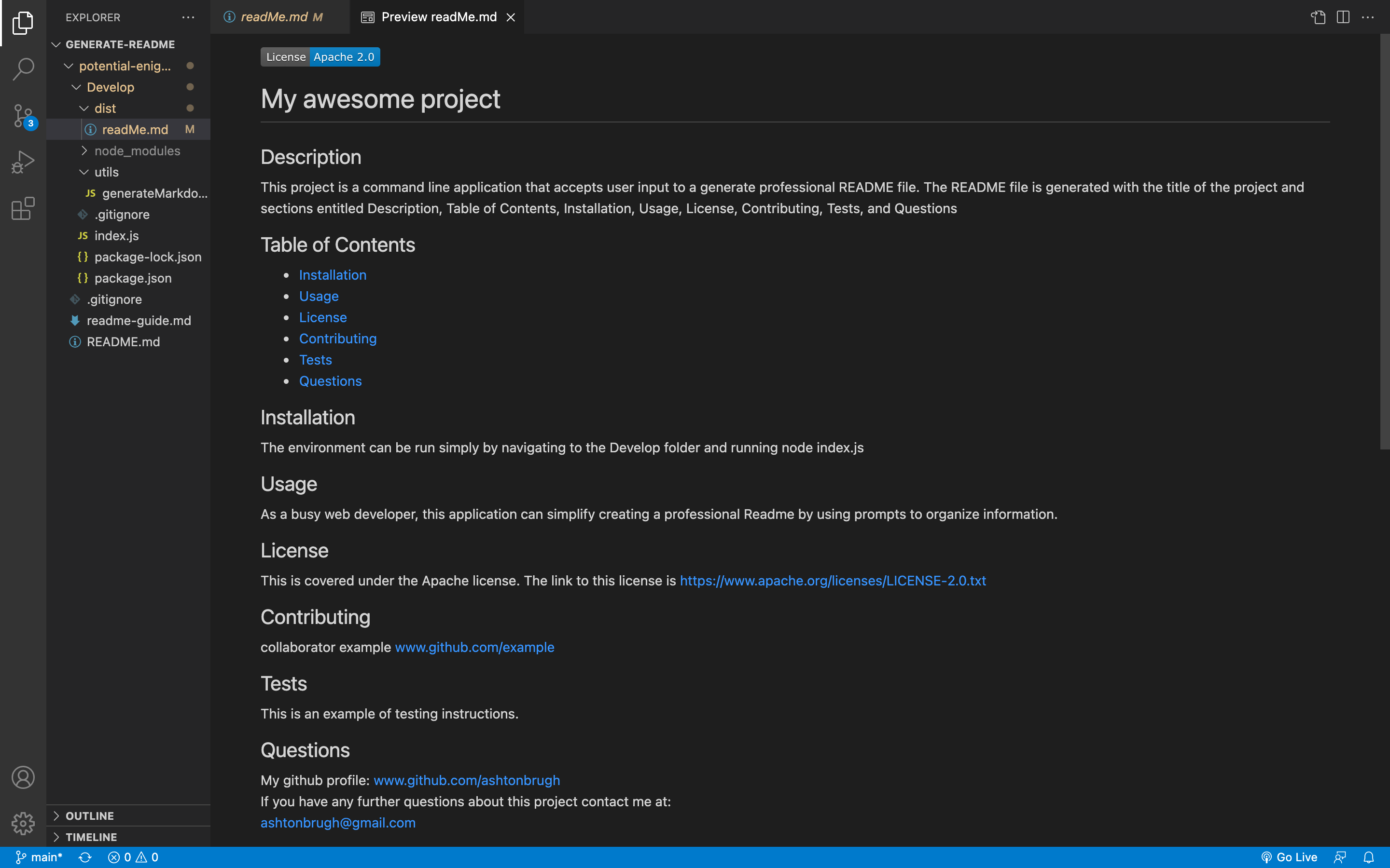 GitHub - AshtonBrugh/generate-README