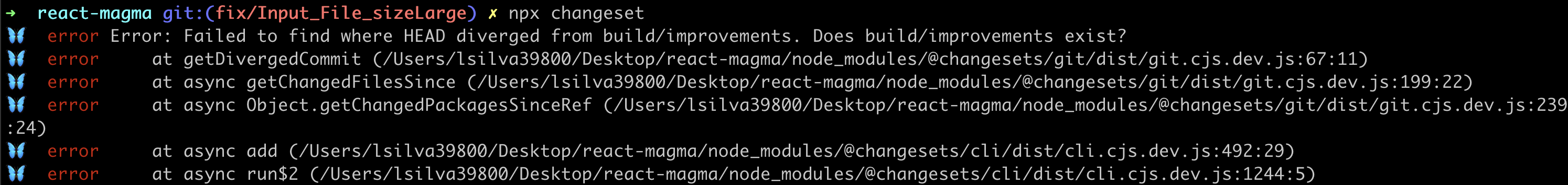 Adding a changeset with npx changeset errors · Issue #620 · cengage/react-magma · GitHub