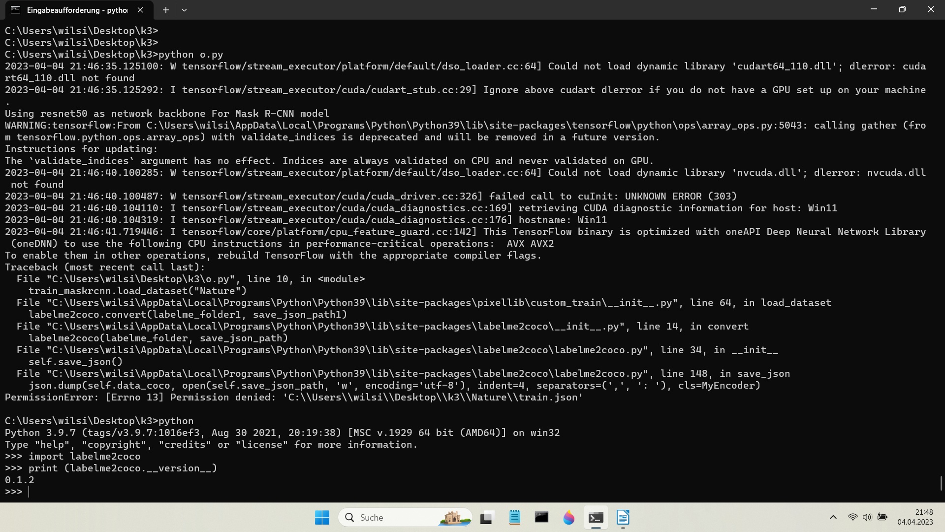 Error with Windows 11 · Issue #8 · XCRobert/Labelme2Coco · GitHub