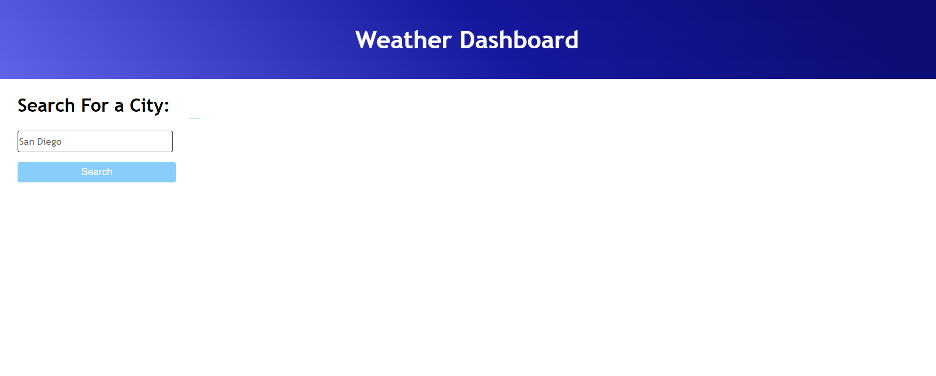 GitHub - VladimirStarchenko/Server-Side-API-Weather-Dashboard: A ...