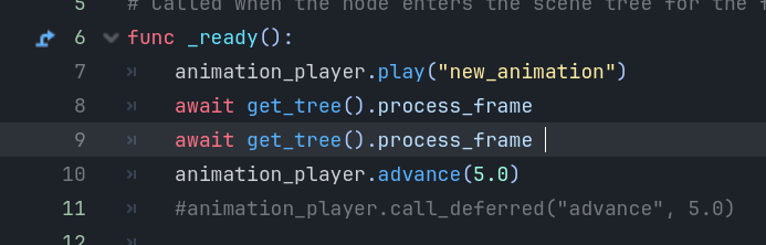 `AnimationPlayer.advance()` does not work when called right after `play()` within 1-2 process ...