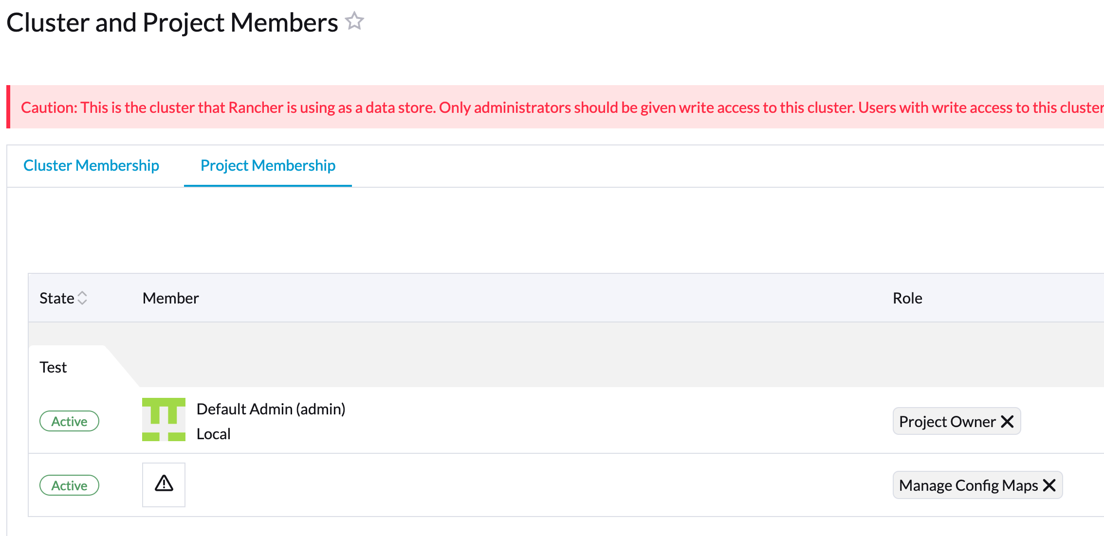 Creating a ClusterRoleTemplateBinding with a non-existent user breaks the Cluster Membership ...