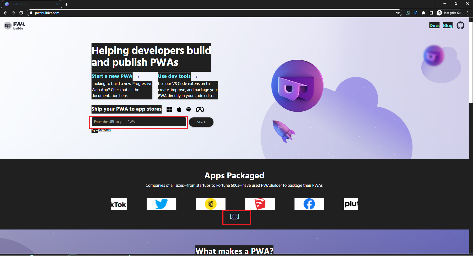 PWA Builder - Page Footer Section]: GitHub, Twitter, and YouTube links are not adopting High ...