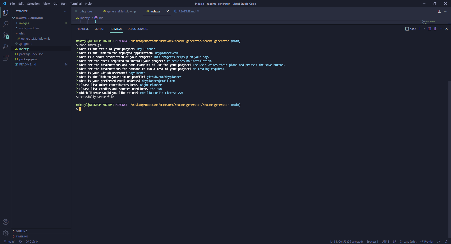 GitHub - mcktayl/readme-generator