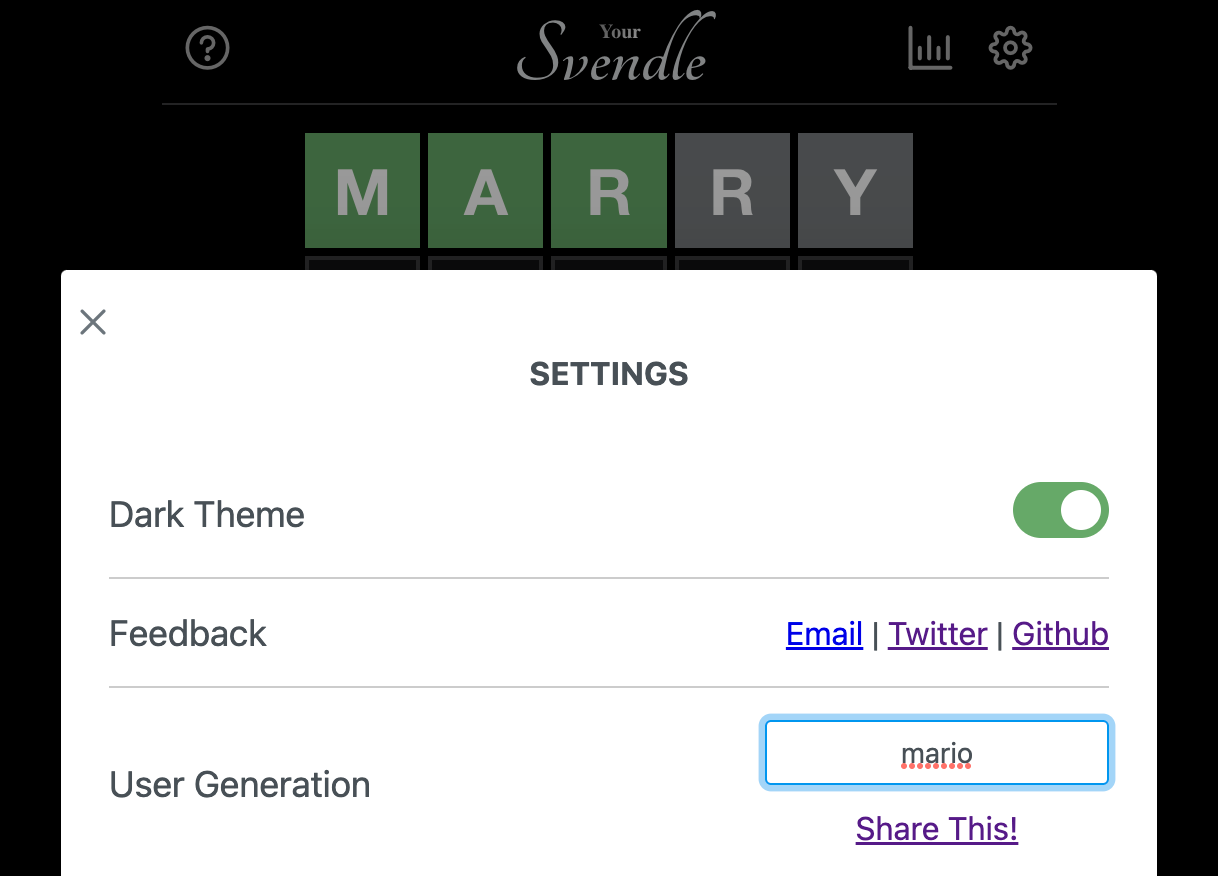 GitHub - exis9/Svendle: Vue.js/sQuery Wordle. Added many new features including user generation!