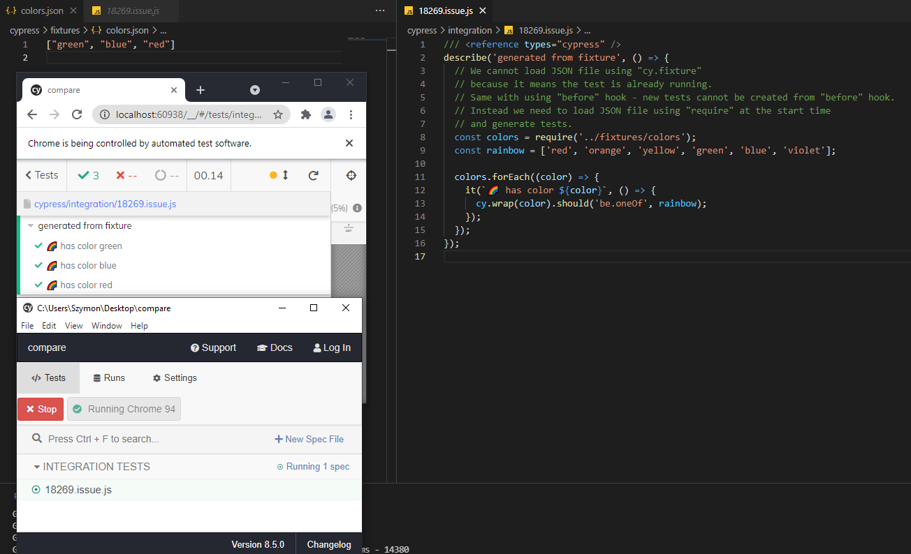 Not Able To Generate Dynamic Tests Using A Fixture · Issue 18269 · Cypress Iocypress · Github