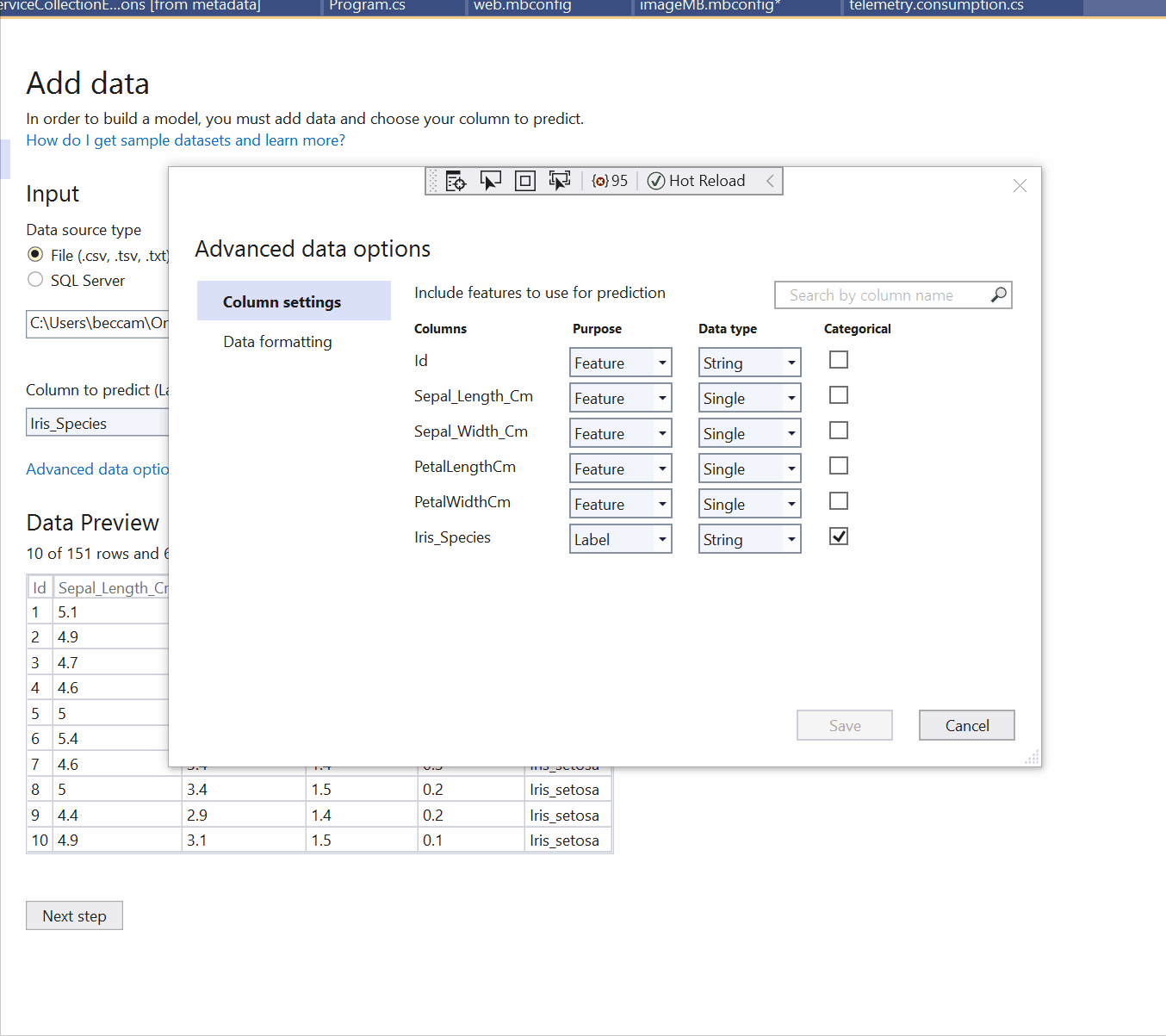 The advanced data options page will take a while to close if reopen model builder. · Issue #1390 ...