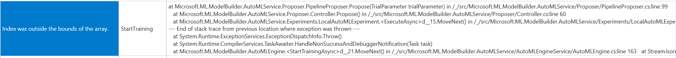 Model Builder Error: Index was outside the bounds of the array. · Issue #1602 · dotnet ...
