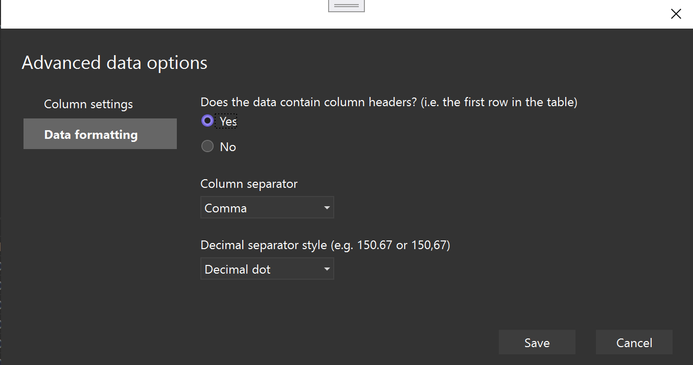 Column headers not automatically detected for datasets with special ...
