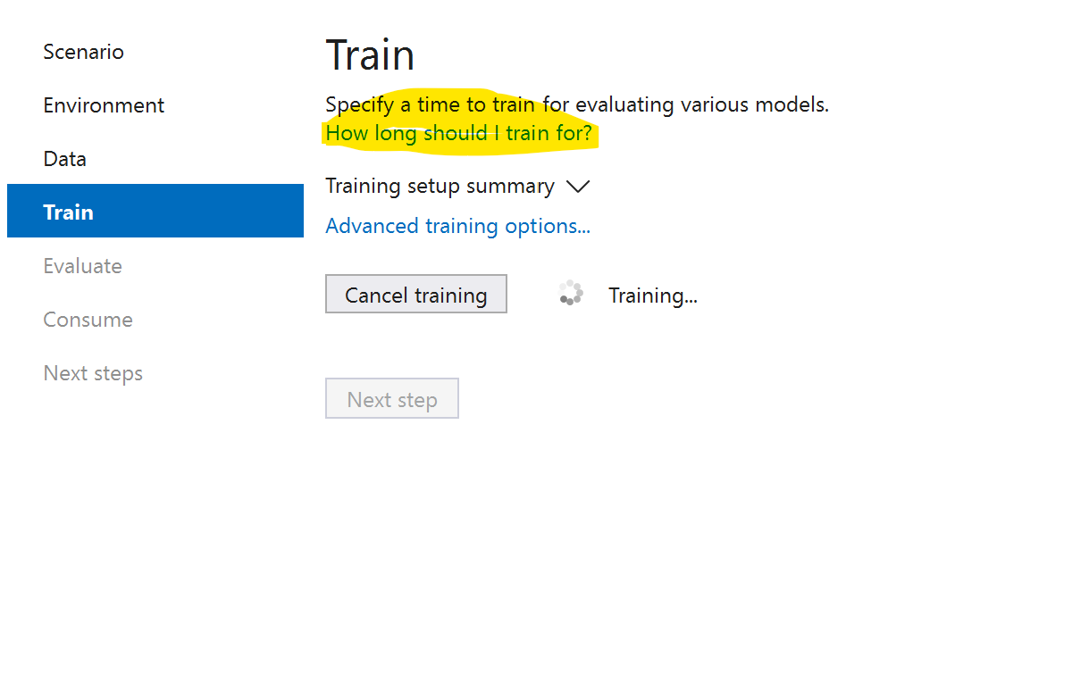 Text classification train time link should be hidden · Issue #2345 · dotnet/machinelearning ...