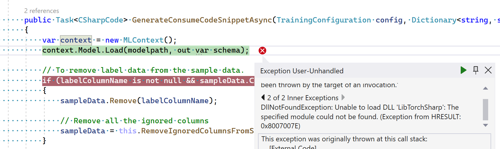 Text classification: The Code snippet would be blank on the Consume page after you close and ...