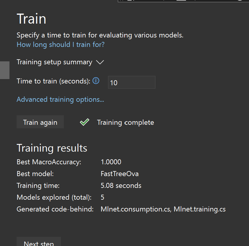 All scenarios: The training results are missing on the Train page ...