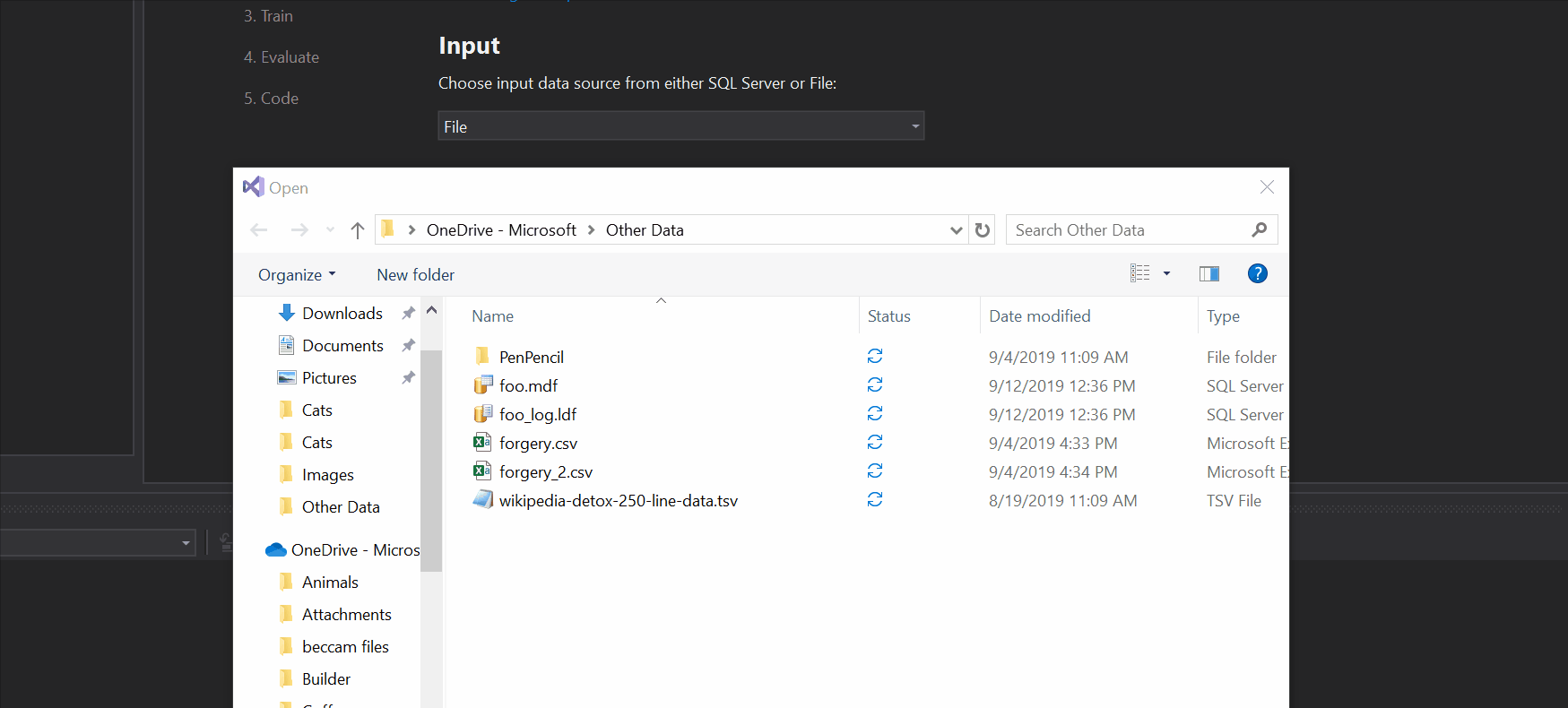 Uploading File Of Wrong Type Crashes Vs · Issue 232 · Dotnetmachinelearning Modelbuilder · Github