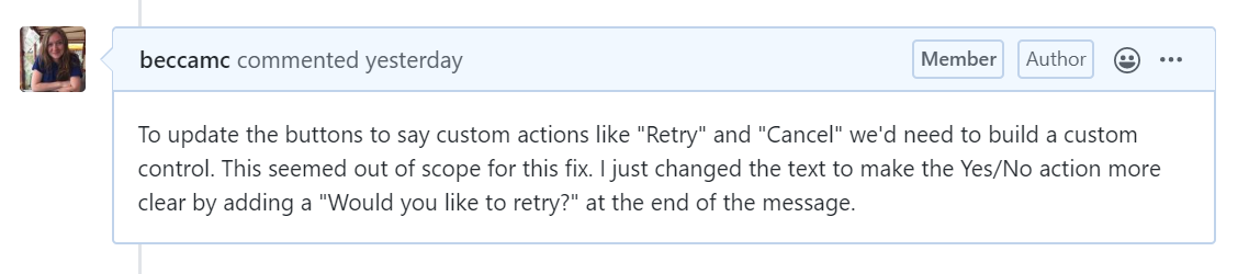 Retry connection dialog should change options · Issue #570 · dotnet ...