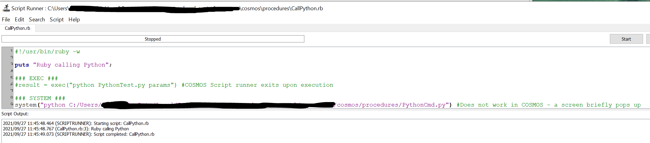 Is it possible to run another script (ex: Python) within COSMOS Script ...