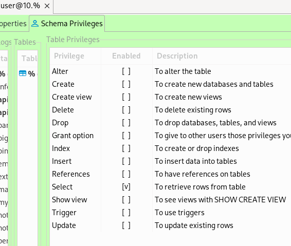 UI schema privileges tab overlapping columns catalogs and tables cannot be adjusted · Issue ...