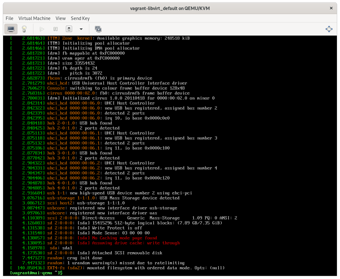 Not sure if this is a vagrant-libvirt issue but SD card is not correctly read. blk_update ...