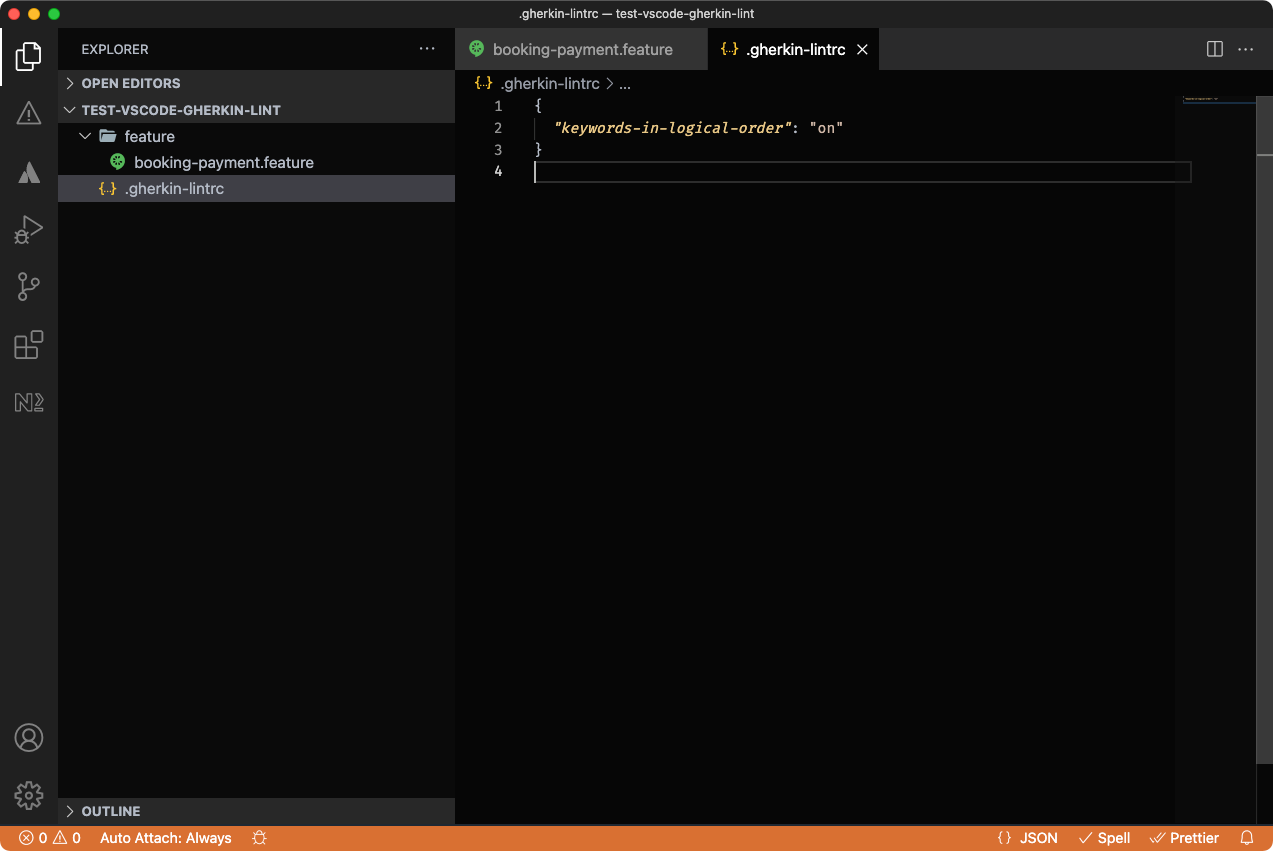 vscode-gherkin-lint.enable does not show up in settings after installing extension; extension ...