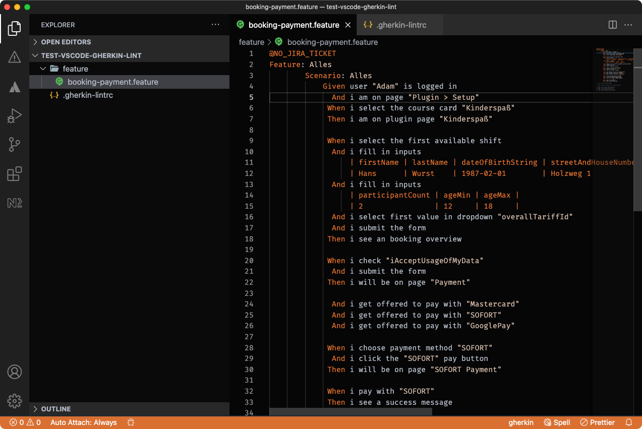 vscode-gherkin-lint.enable does not show up in settings after installing extension; extension ...
