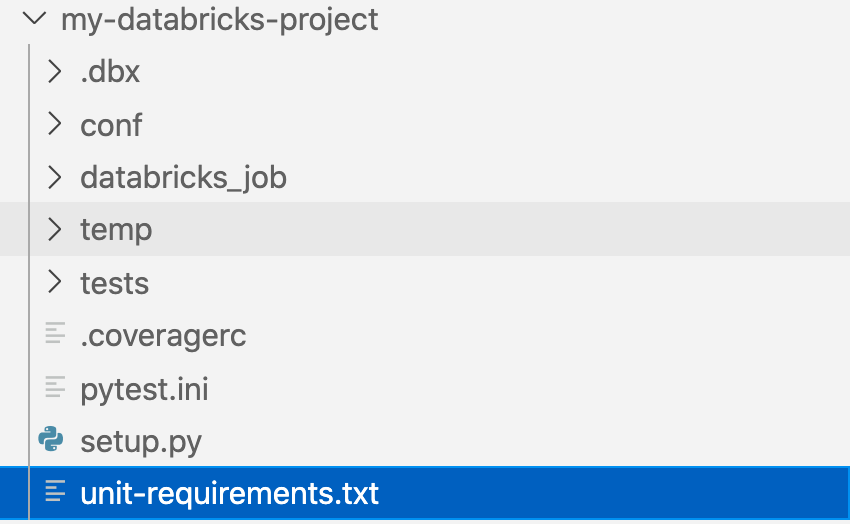 `dbx execute` expects file `requirements.txt` but `dbx init` template provides file `unit ...
