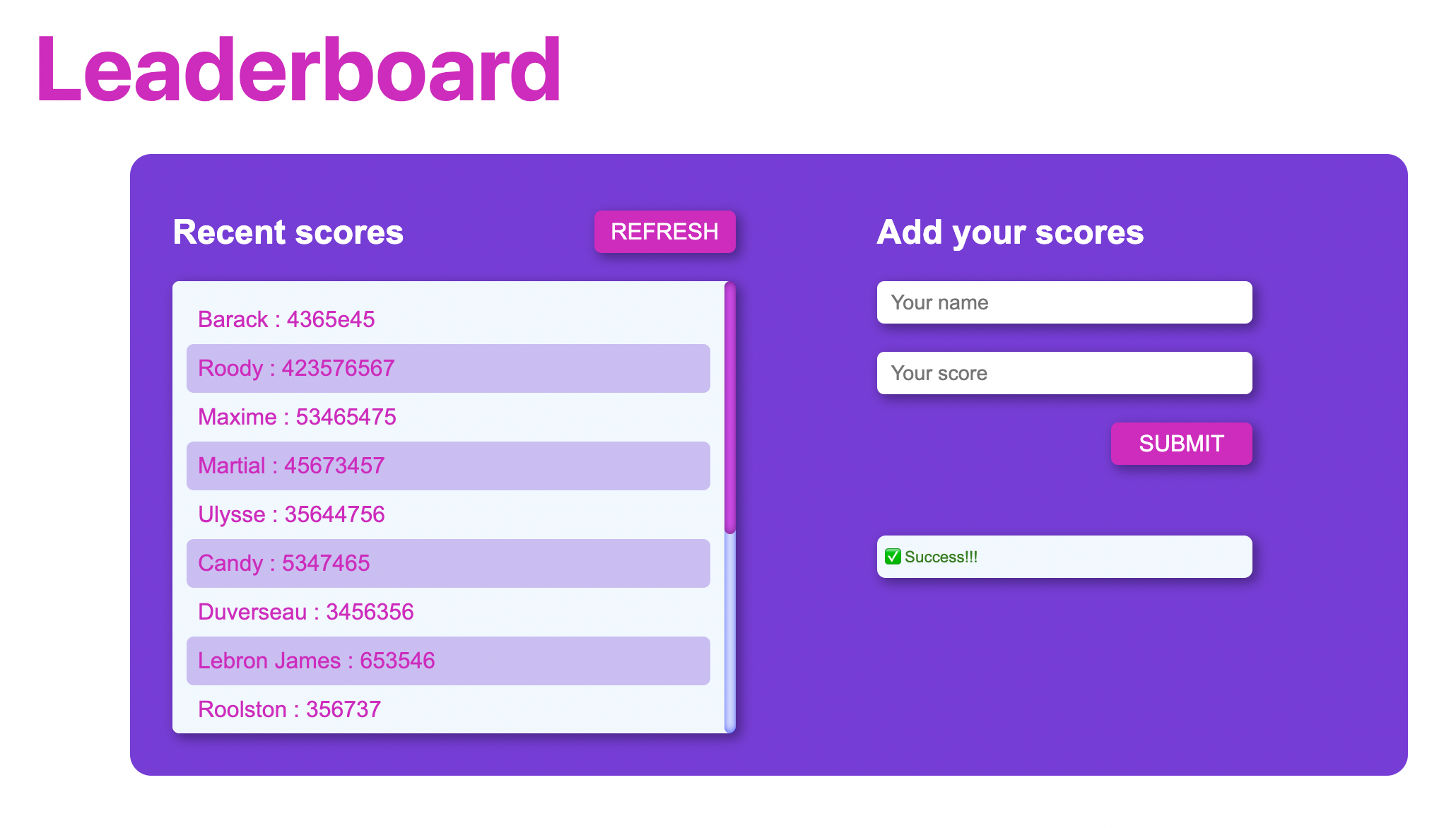 GitHub - stanleySimeon/Leaderboard: The leaderboard website displays ...