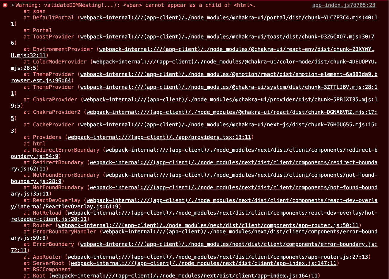Hydration error using ChakraProvider with Next 13 (new app/ directory ...
