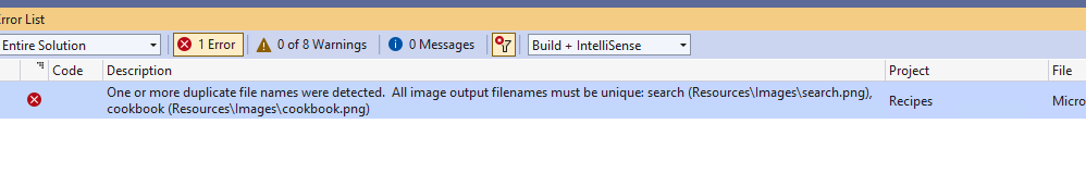 [MAUI] Recipe App build failed with error: One or more duplicate file names were detected ...