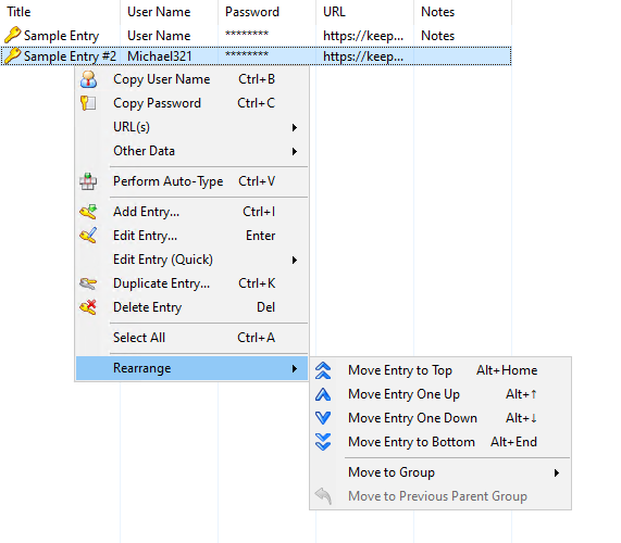 Allow More Control of Entry Order · Issue #9265 · keepassxreboot/keepassxc · GitHub