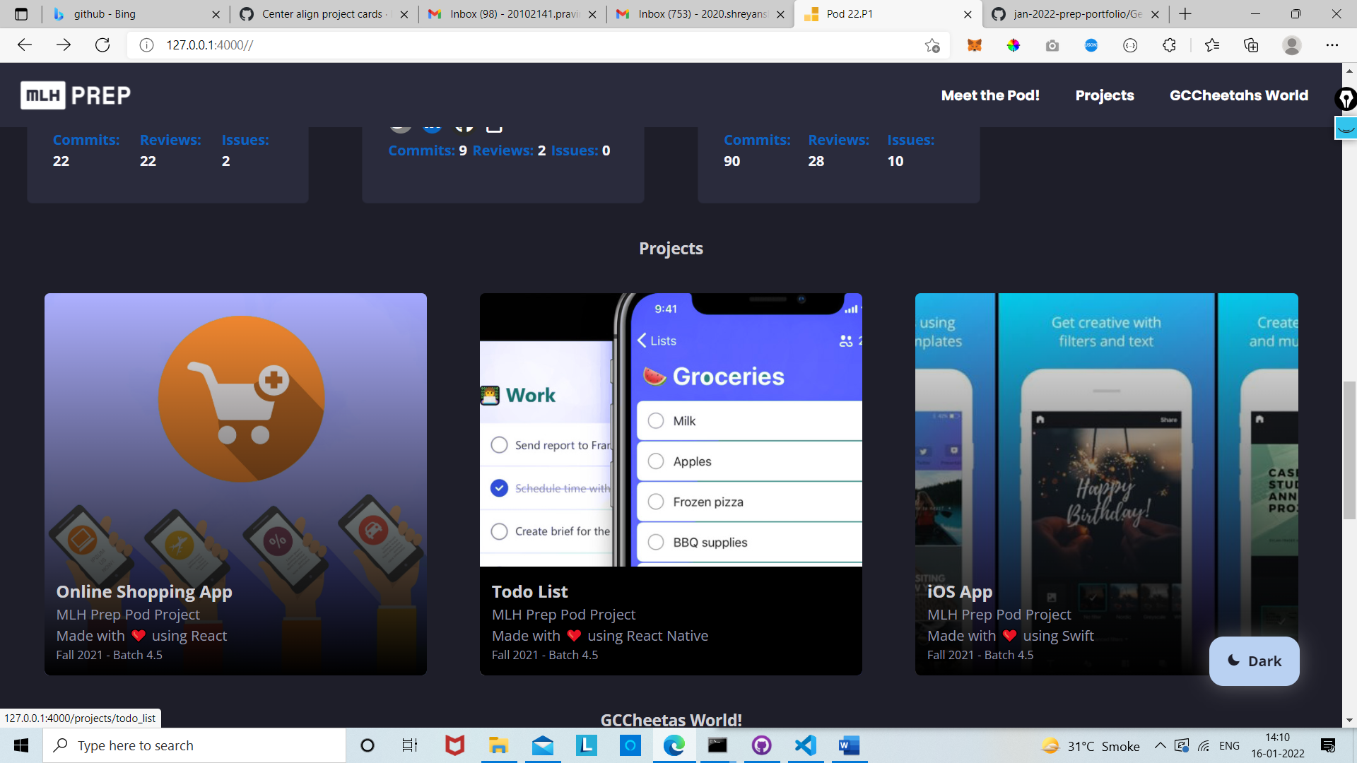 Center align project cards · Issue #66 · MLH-Fellowship/jan-2022-prep-portfolio · GitHub