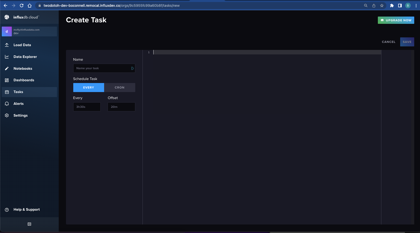 Editor option in task page needs multi-org adjustment · Issue #5657 · influxdata/ui · GitHub