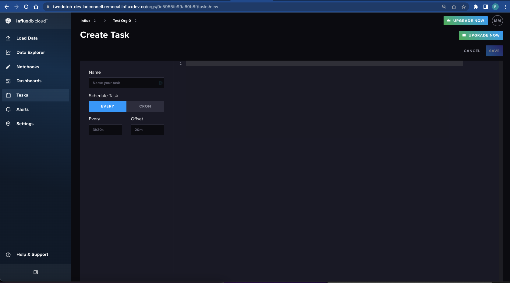 Editor option in task page needs multi-org adjustment · Issue #5657 · influxdata/ui · GitHub