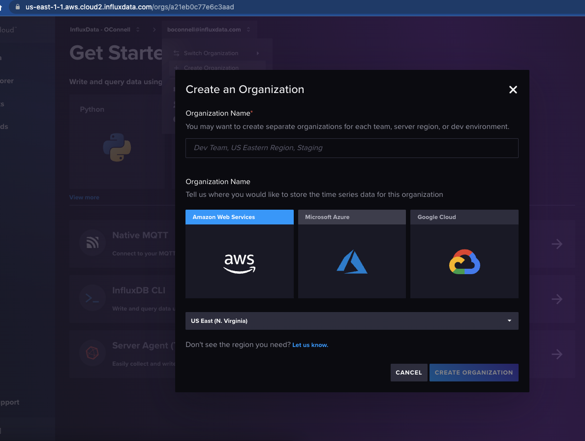 Create org overlay should close dropdown menu · Issue #6339 · influxdata/ui · GitHub