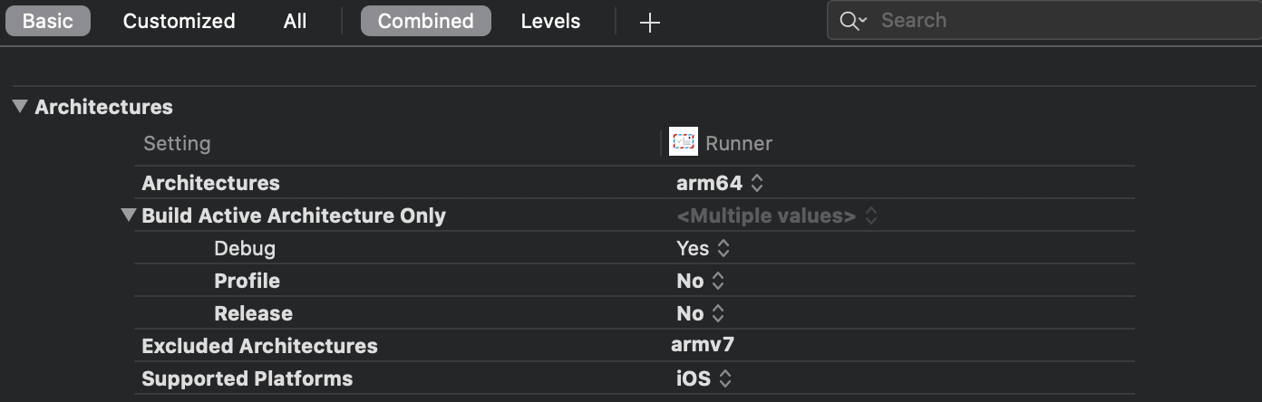 ignoring file building for iOS-armv7 but attempting to link with file built for iOS-arm64 ...