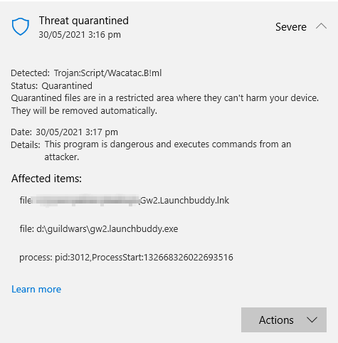 Gw2_Launchbuddy 2.3.5 - trojan detected Trojan:Script/Wacatac.B!ml · Issue #241 ...