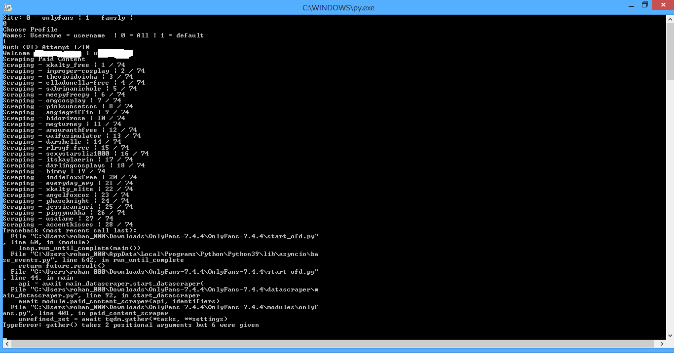 Traceback Error · Issue #1708 · UltimaHoarder/UltimaScraper · GitHub