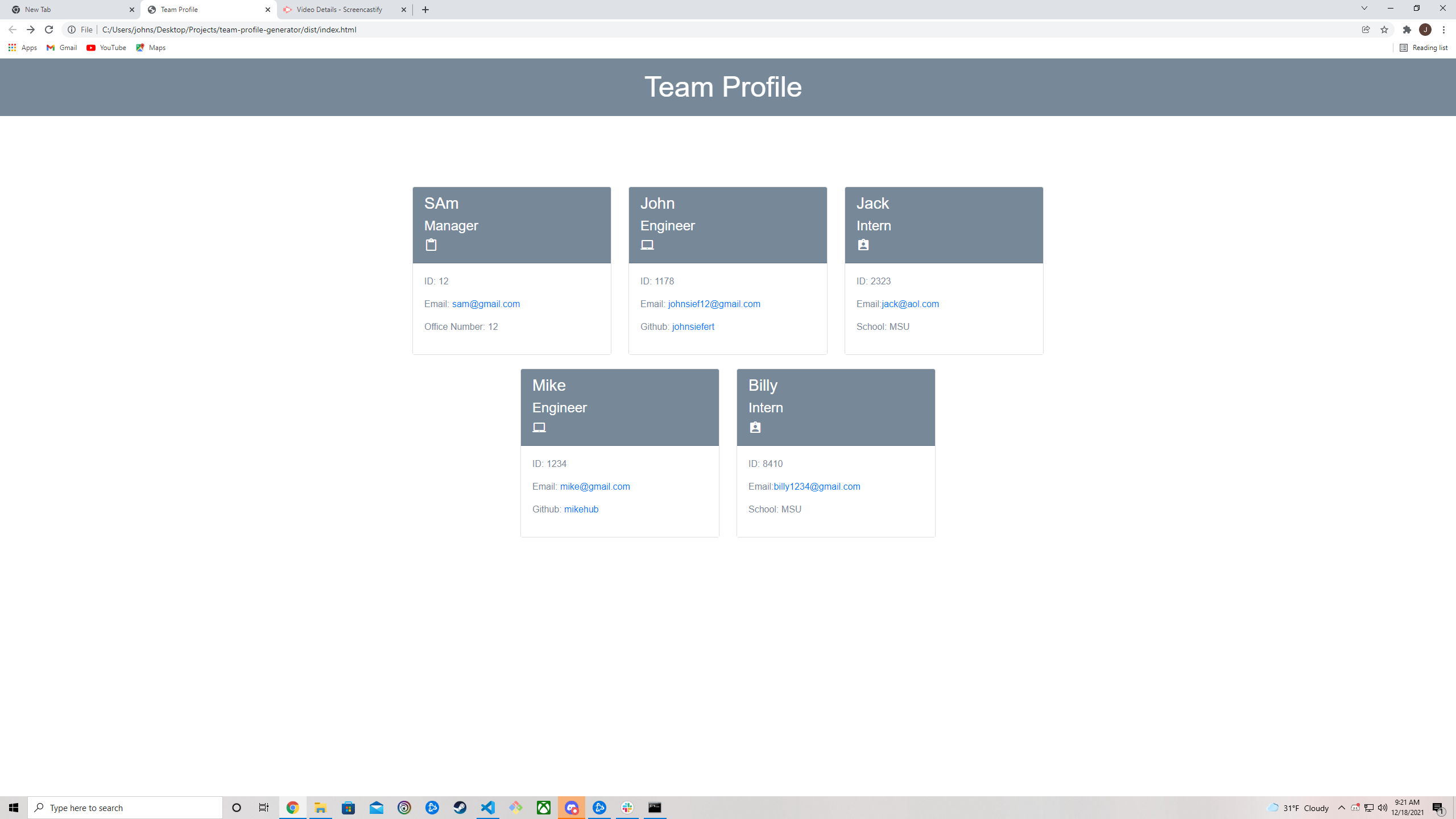 GitHub - johnsiefert/team-profile-generator