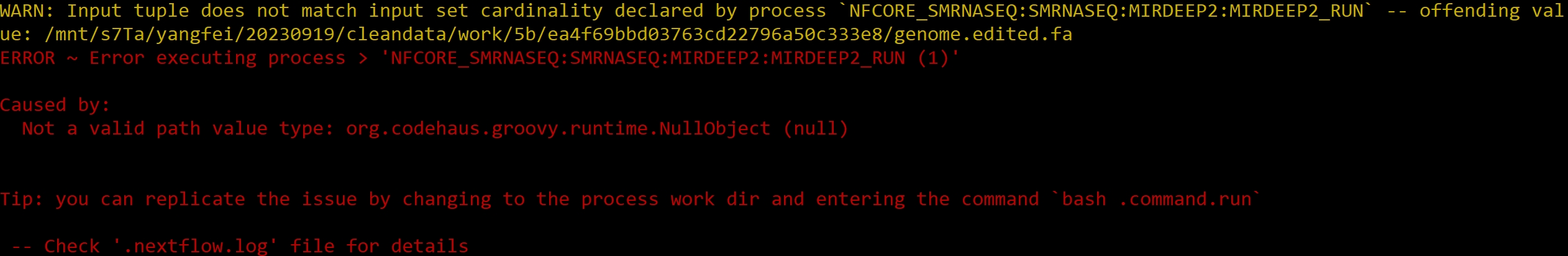 mirdeep2_run error · Issue #289 · nf-core/smrnaseq · GitHub