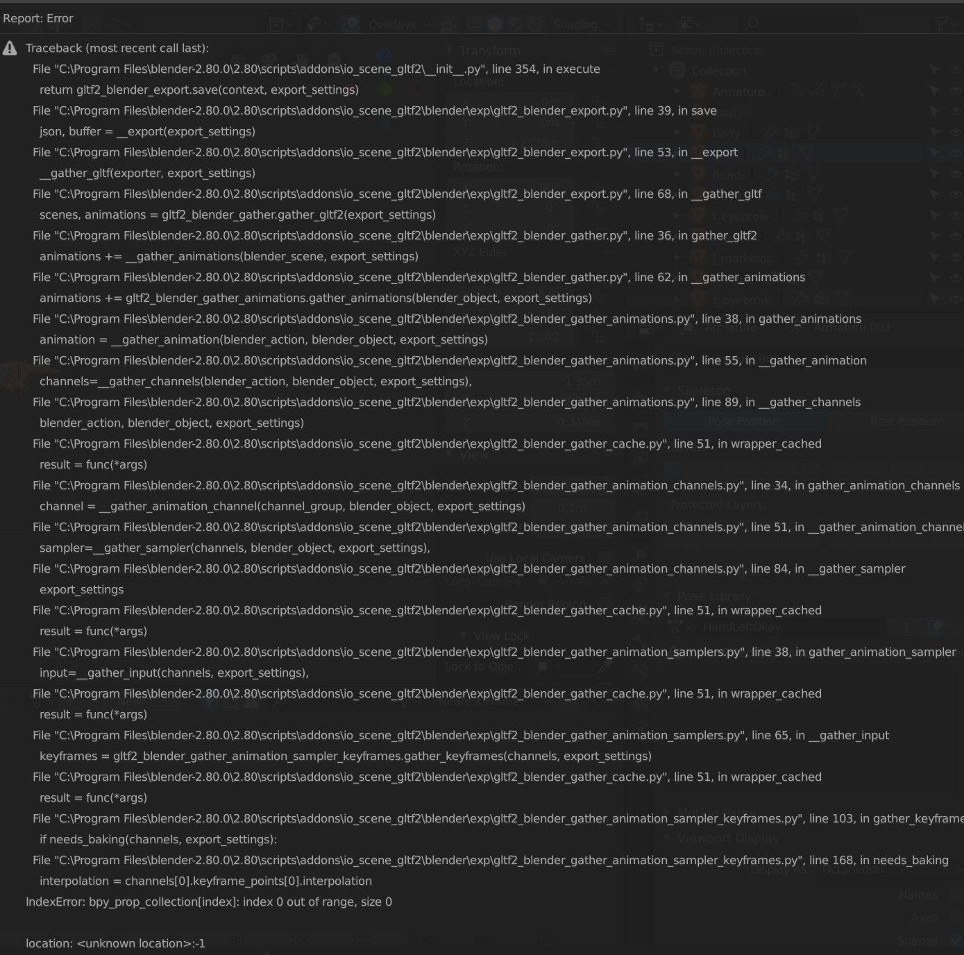 Armature animation export problem · Issue #406 · KhronosGroup/glTF-Blender-IO · GitHub
