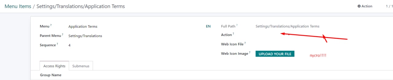 Menu Item Action Missing · Issue #105882 · odoo/odoo · GitHub