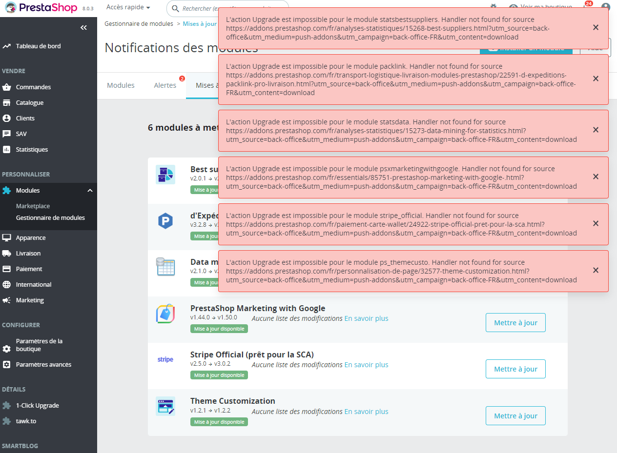Cannot Upgrade Module Xxxxxx Handler Not Found For Source · Issue 32129 · Prestashop 