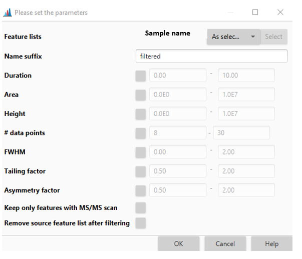 Use peak-area-to-height-ratio or FWHM filtering to remove nonsense peaks in MZMine 3? · Issue ...