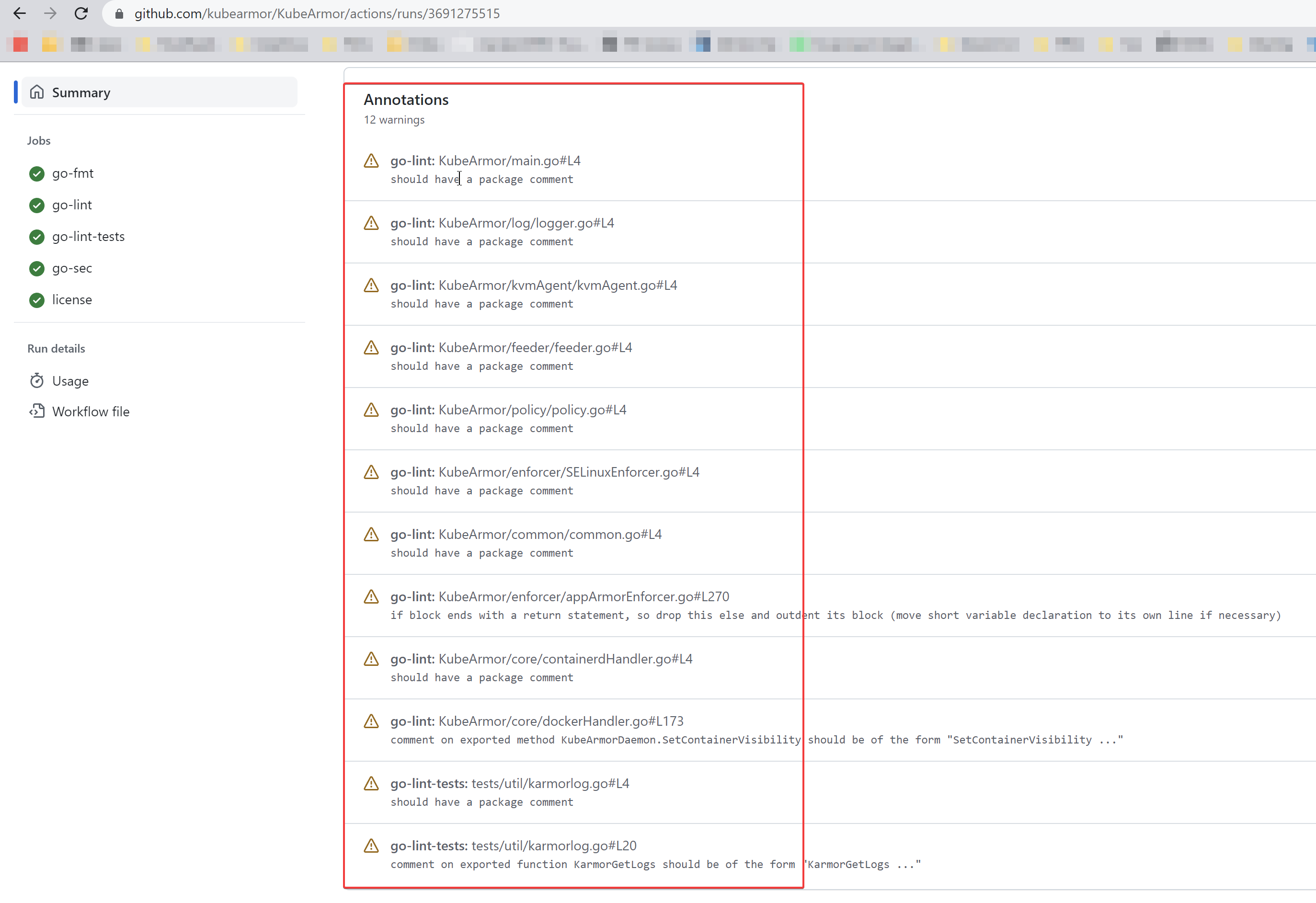fixing lint issues · Issue #1018 · kubearmor/KubeArmor · GitHub