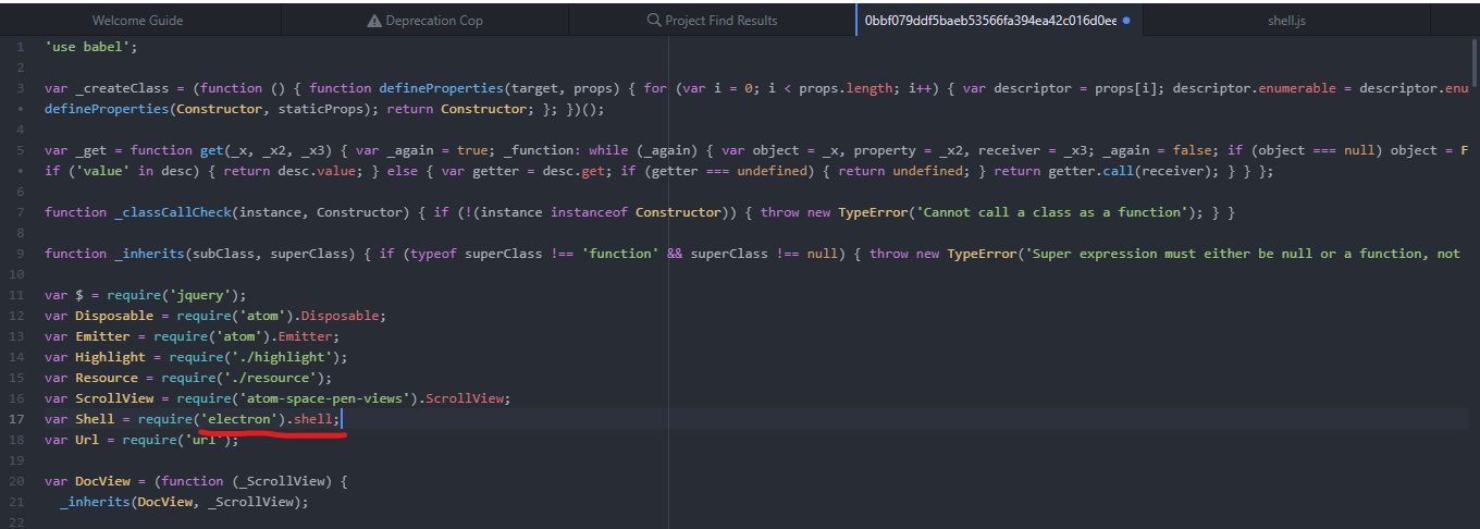 Deprecated calls from atom core. Use require("electron").shell instead of require("shell ...